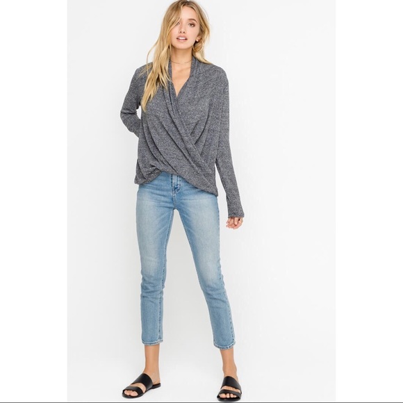 likeNarly | Tops | Last Allie Draped Wrap Top Charcoal | Poshmark